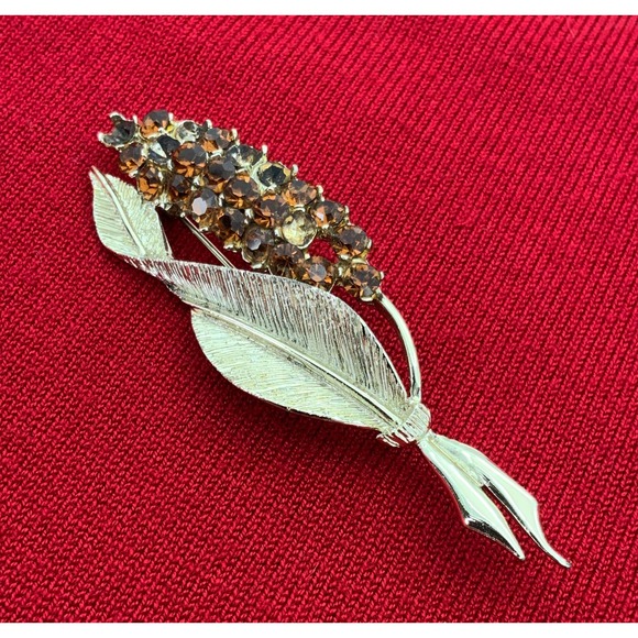 Pell | Jewelry | Vintage Signed Pell Floral Pin With Brown Glass Stones ...